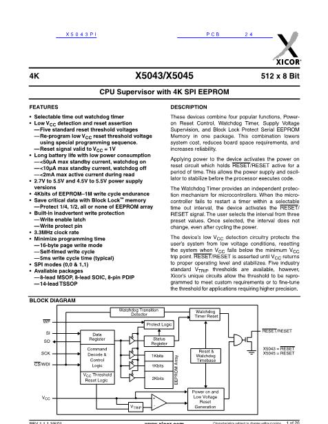 X5043PI Datasheet_PDF文件下载_芯片资料查询_维库电子市场网