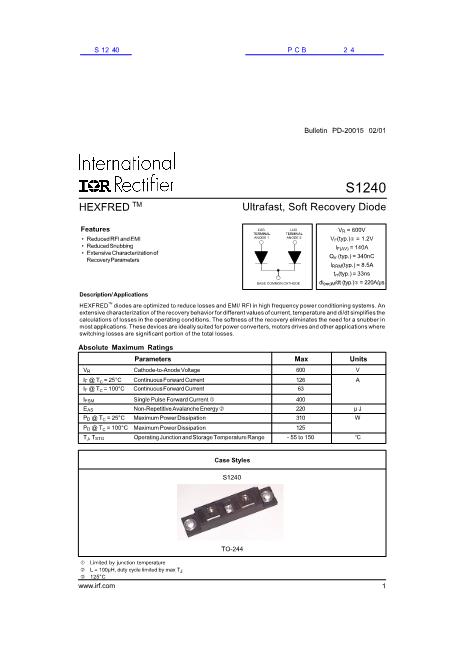 S1240 Datasheet_PDF文件下载_芯片资料查询_维库电子市场网