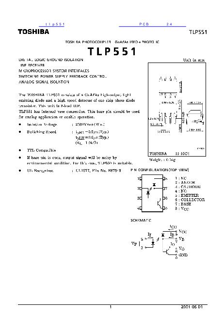 tlp551 Datasheet_PDF文件下载_芯片资料查询_维库电子市场网