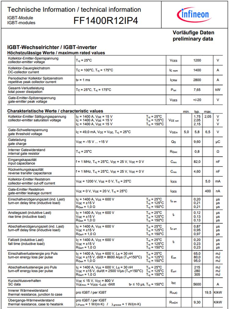 英飞凌模块FF1400R12IP4 17IP4_IGBT模块_维库电子市场网