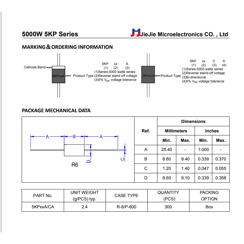 5KP33A瞬态抑制二极管 捷捷微_瞬态(变)抑制二极管_维库电子市场网